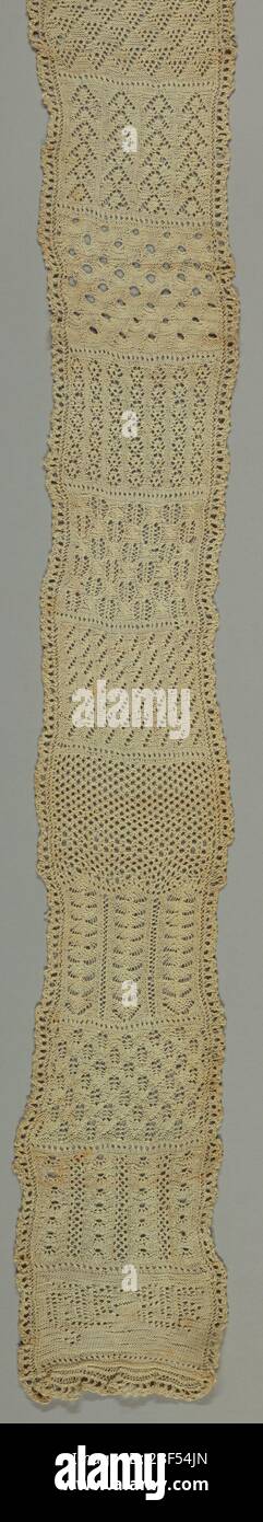 Sampler. Long narrow sampler of fifteen knitted patterns with a border ...