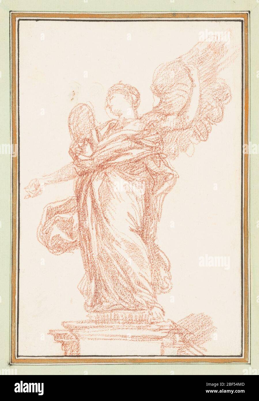Winged figure on pedestal. Winged figure on pedestal. Left arm is ...