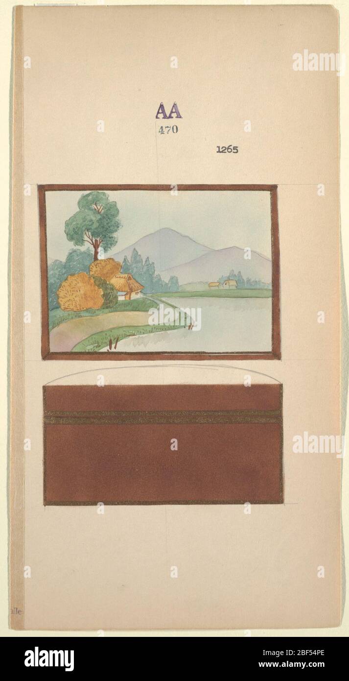 Design for a Box. Top and side view of rectangular box decorated with ...