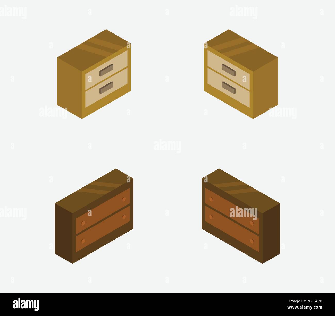 Bedside table isometric icon illustrated in vector on white background ...