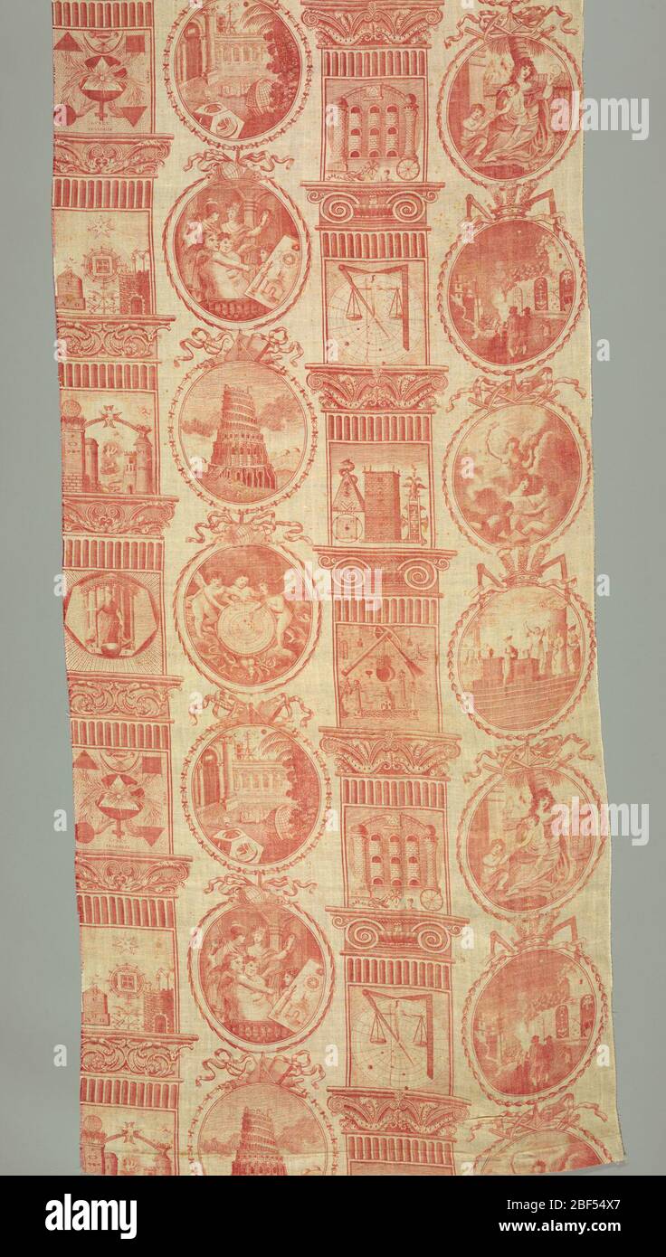 Textile. Pillar print with two different pillars alternate with ...