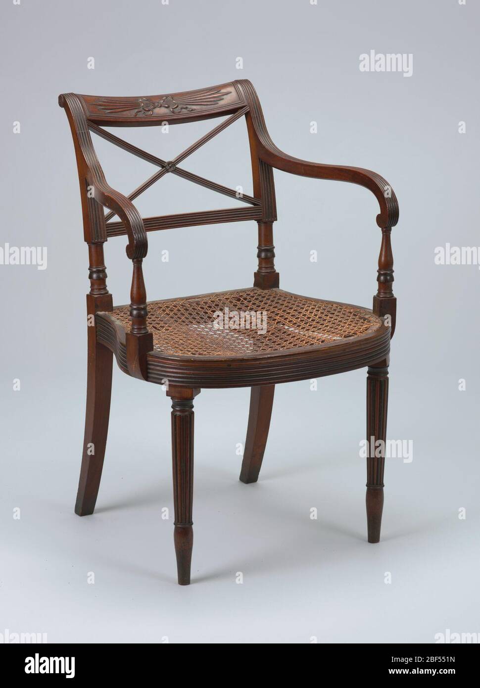 Chair. Rounded reede seat rail; rounded and reeded tapering legs. Top ...