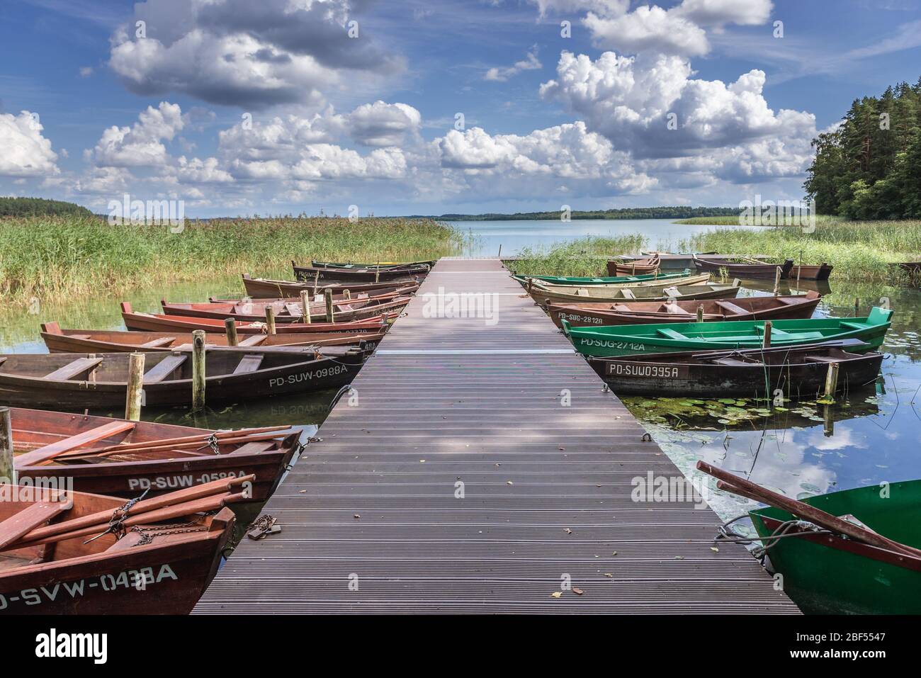 Pier on a Wigry Lake near Slupie and Gawrych Ruda villages within ...