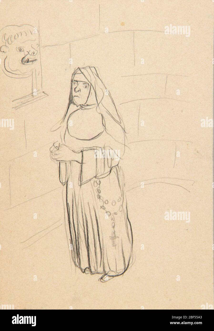 Sketch of a Nun Stock Photo - Alamy