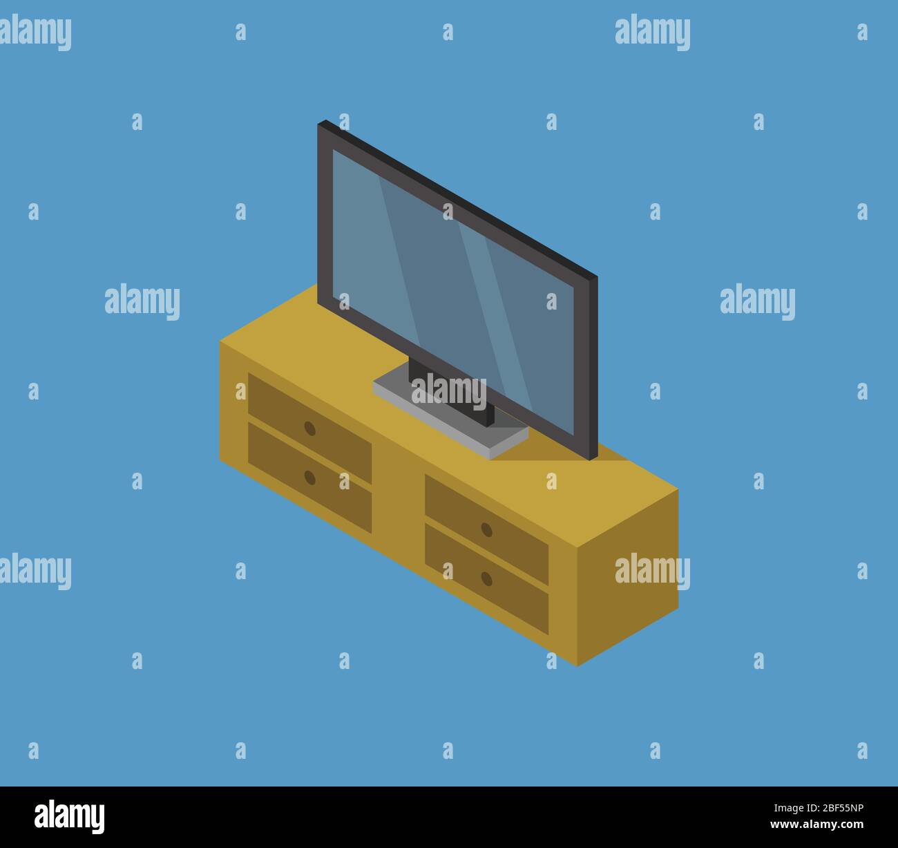 Isometric TV and bedside table icon illustrated in vector on white ...