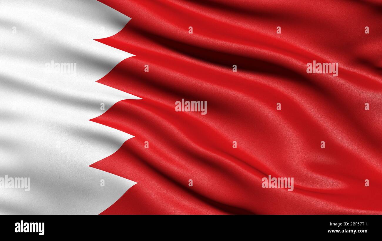 3D illustration of the flag of Bahrain waving in the wind Stock Photo ...