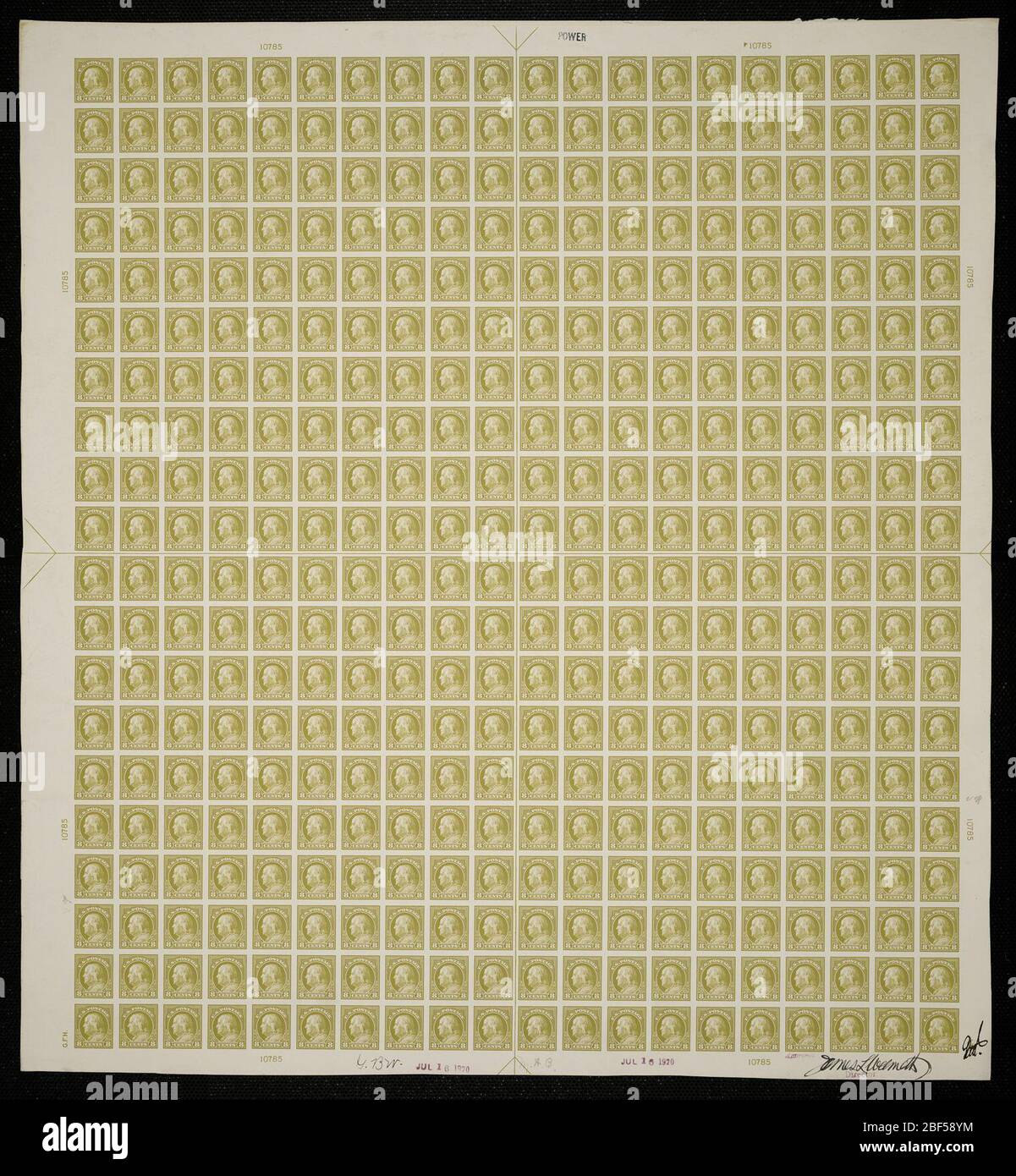 8c Franklin plate proof. Certified plate proofs are the last printed ...