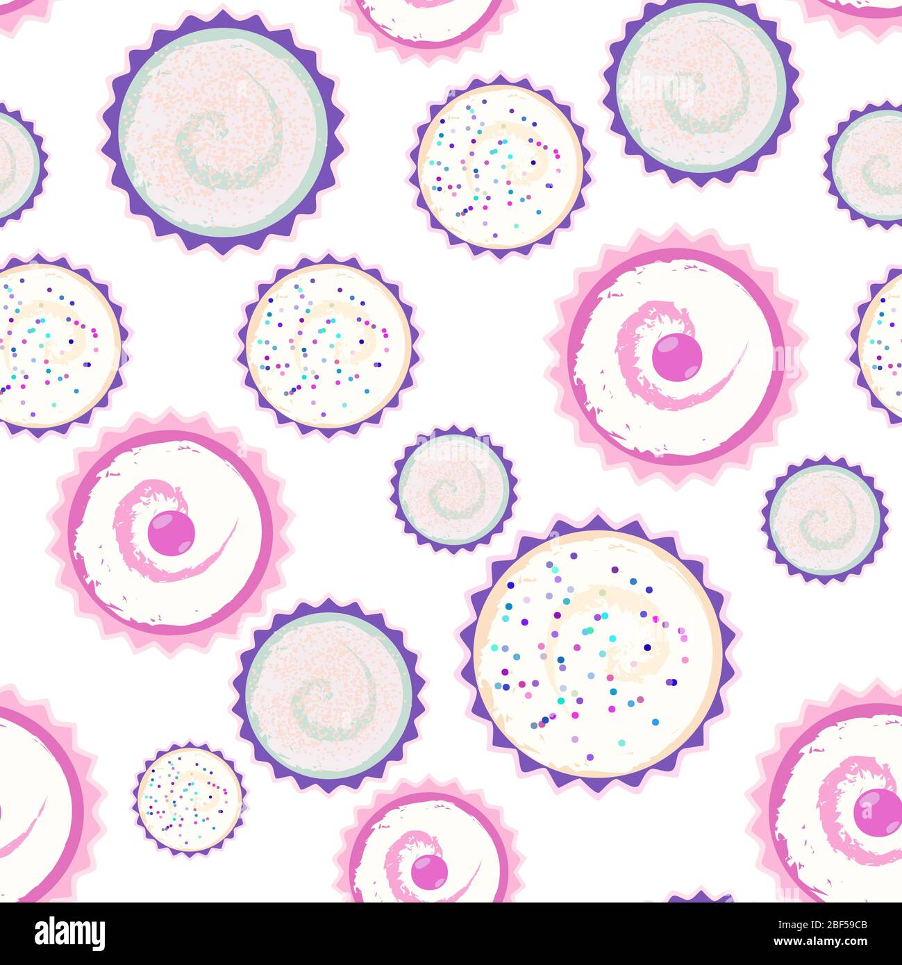 Sweet cape cakes pattern on white background. Seamless Stock Photo - Alamy