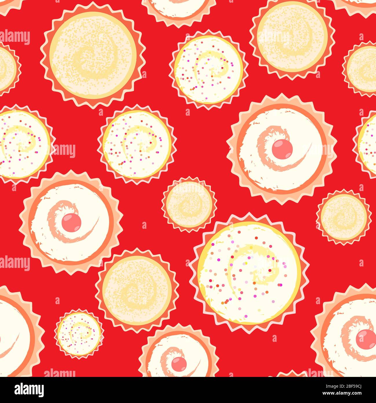 Sweet cape cakes pattern on white background. Seamless Stock Photo - Alamy