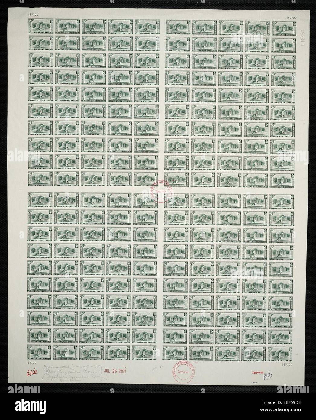 Jefferson Memorial experimental plate proof. Certified plate proofs are ...