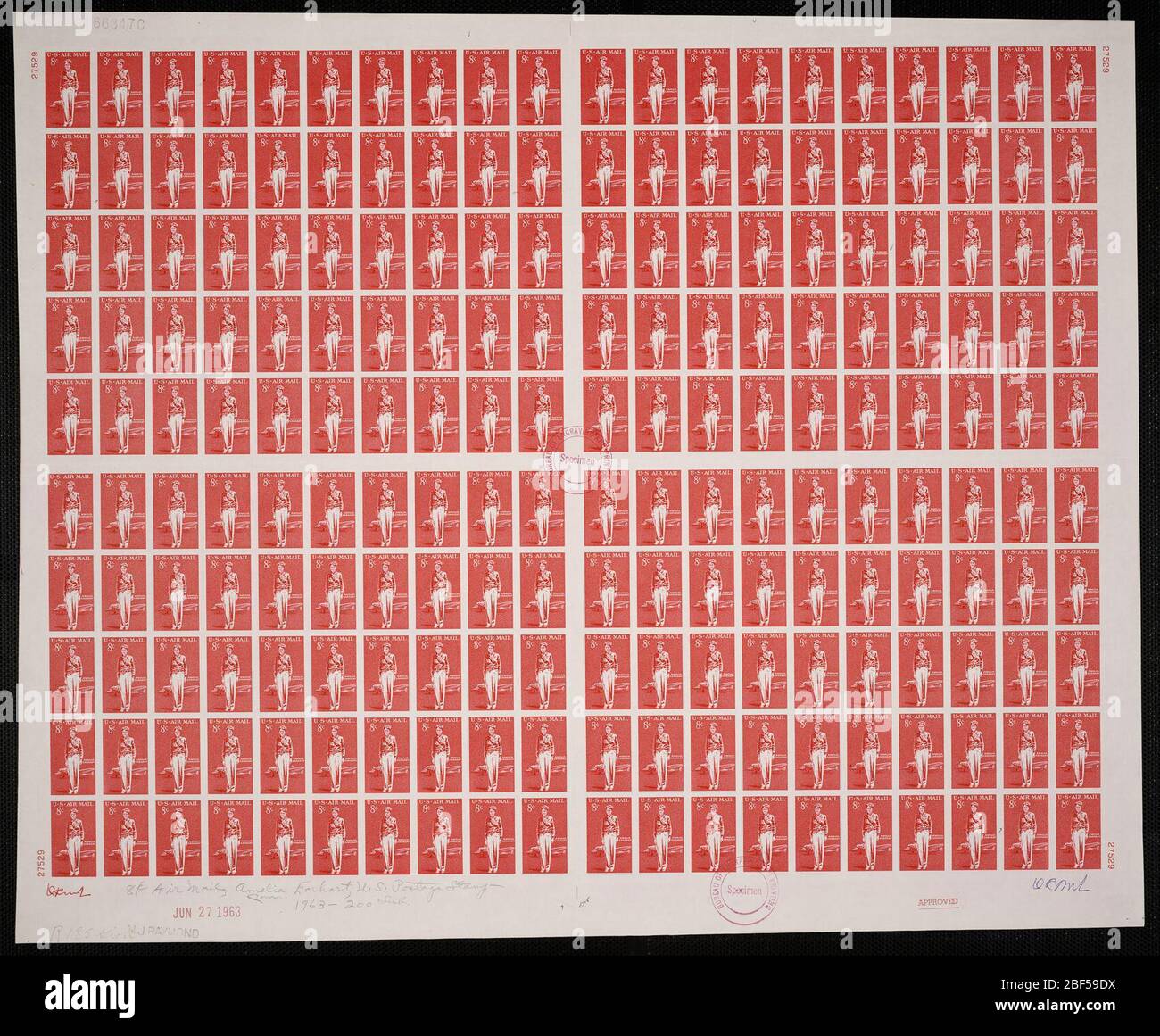 8c Amelia Earhart plate proof. Certified plate proofs are the last ...