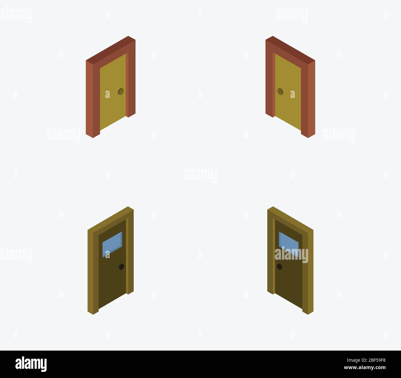 isometric door icon illustrated in vector on white background Stock ...