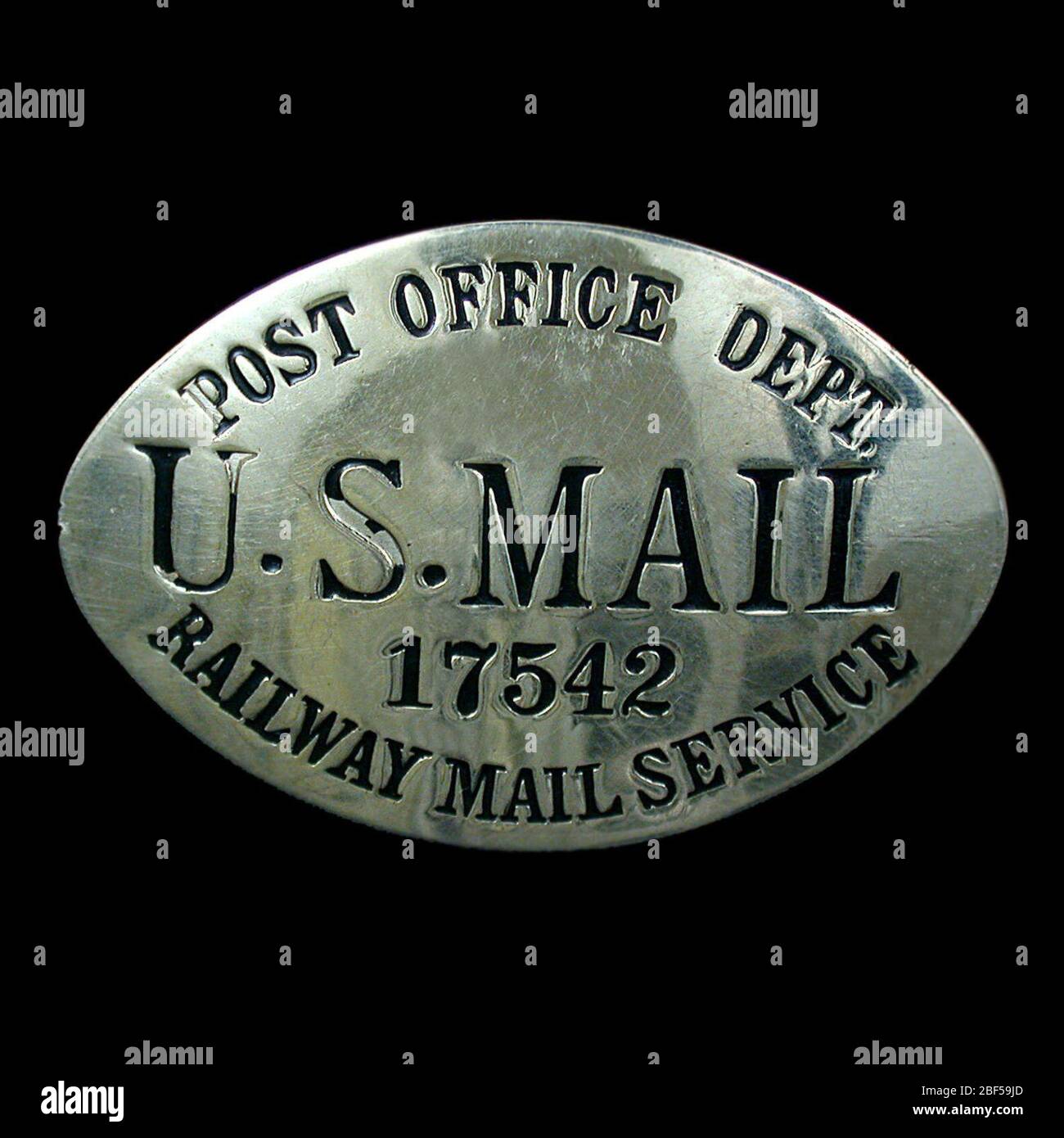 RMS clerk chest badge number 17542. U.S. Post Office Department Railway ...