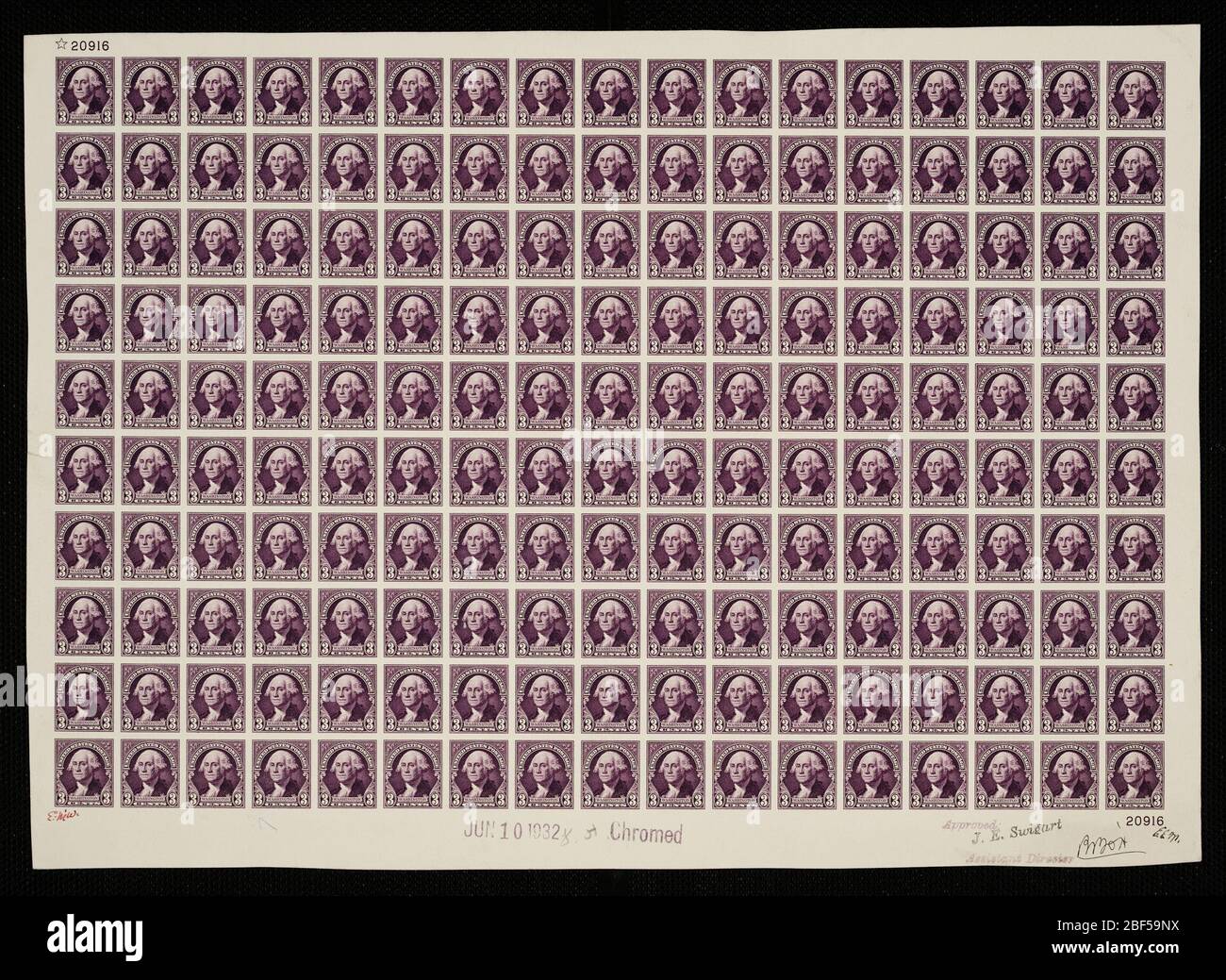 3c Washington plate proof. Certified plate proofs are the last printed ...