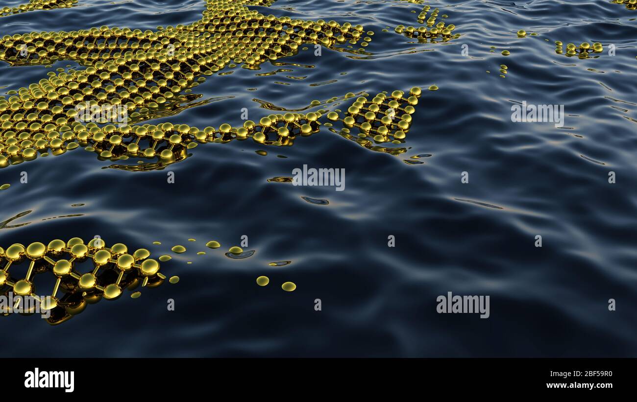 Ecological science abstract background with absorbent grid on the sea ...