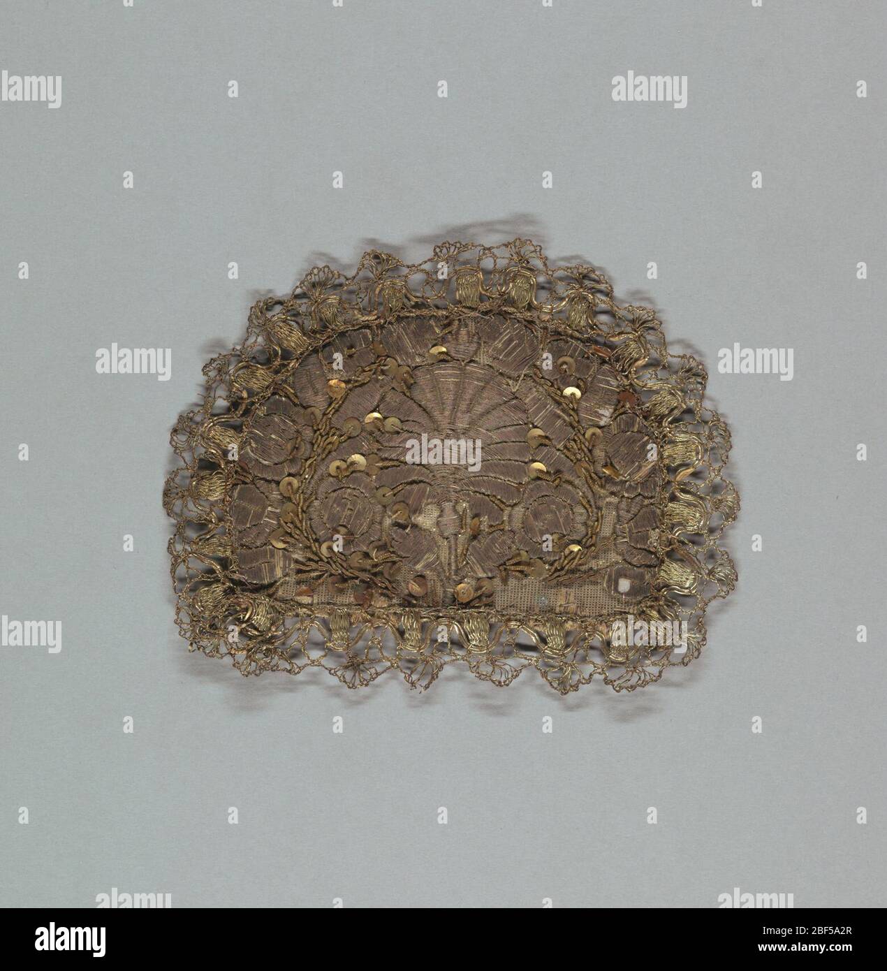 Cap crown. Panel embroidered for use as the crown of a cap. Embroidered ...