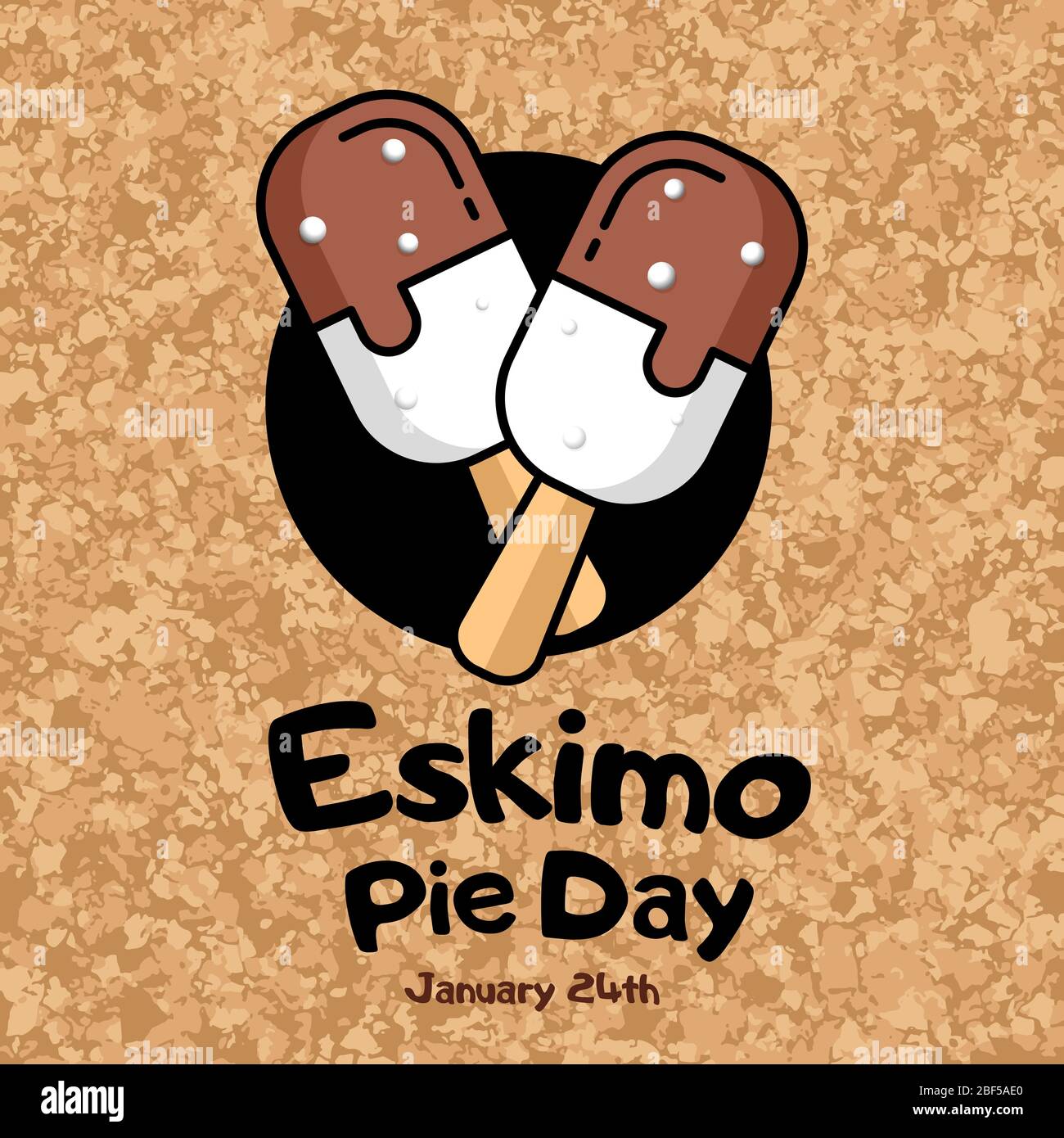Square banner International Eskimo Pie Day, January 24th. Two popsicle ...