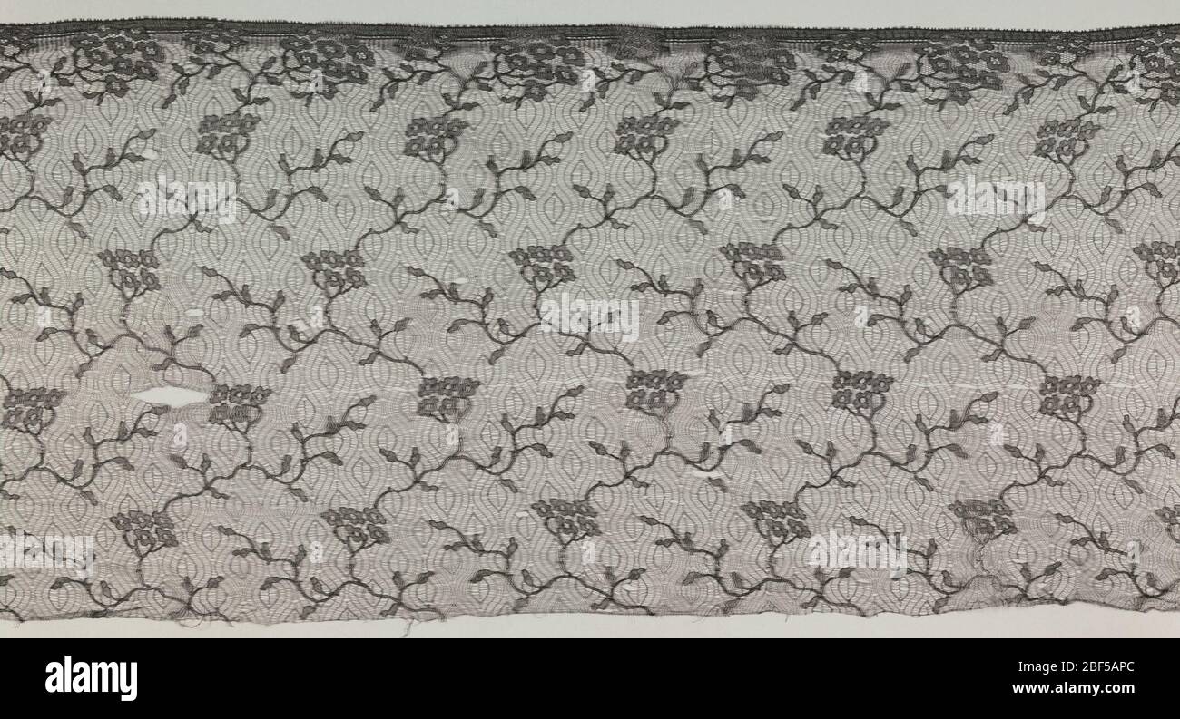 Bonnet veil. Oblong black veil with a ground of very open net showing ...