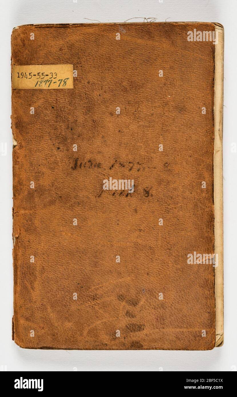 Printers sample book. Small leather notebook with handwritten formulas ...