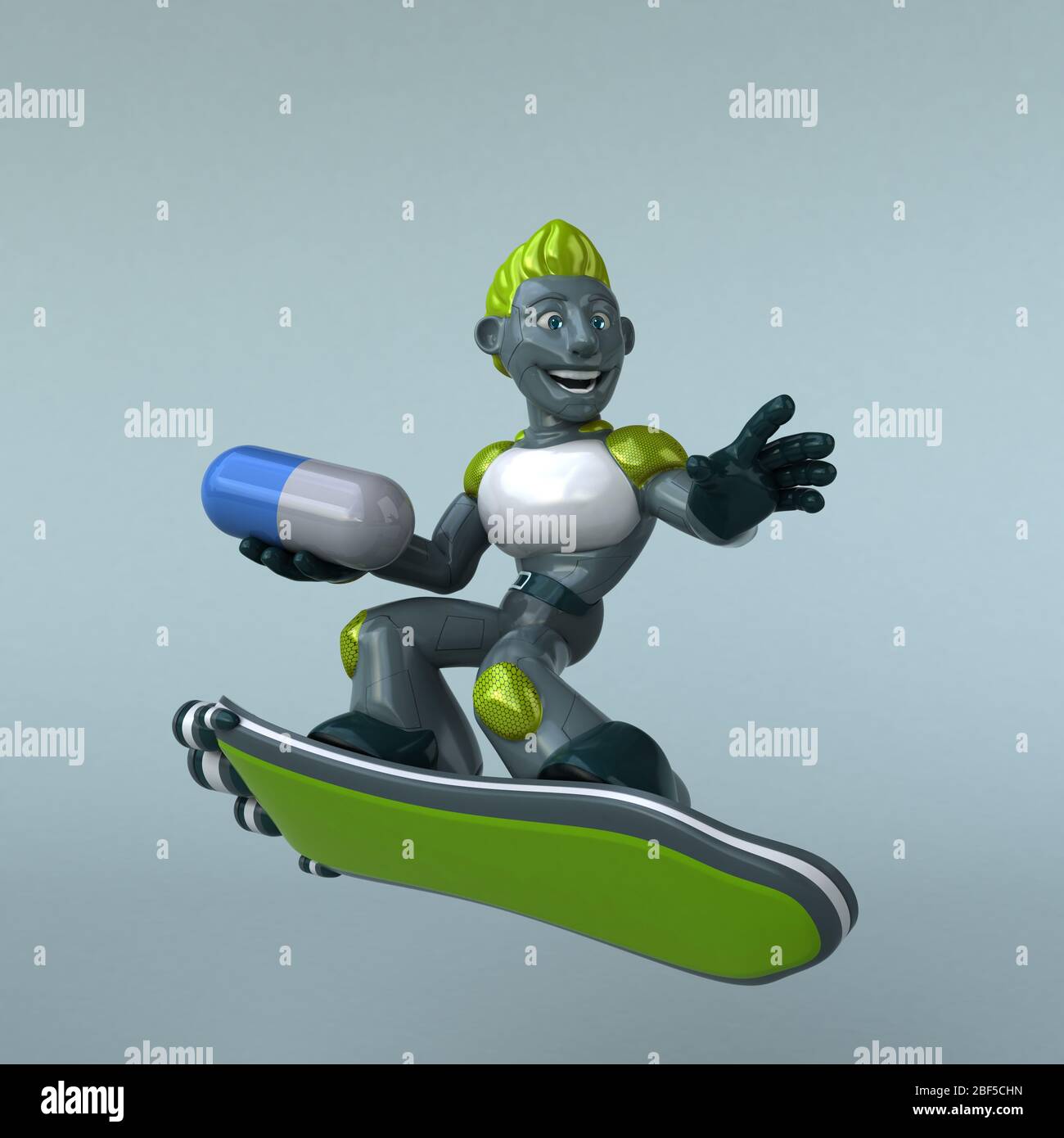Green Robot - 3D Illustration Stock Photo - Alamy
