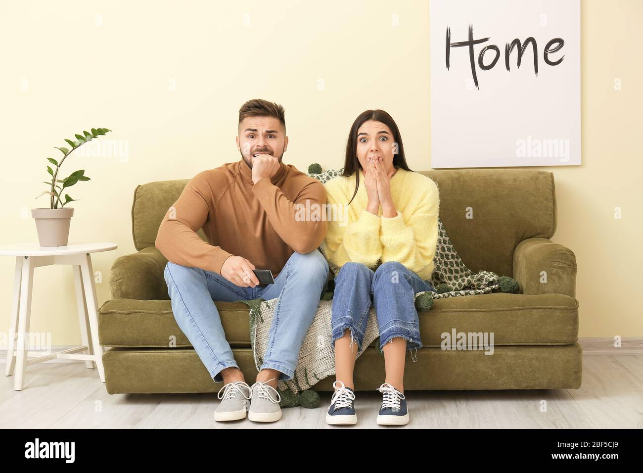 Afraid scared couple caucasian family hi-res stock photography and ...