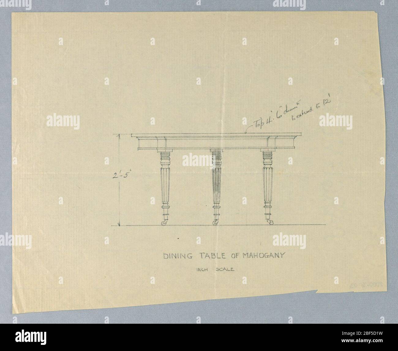 Design for Elevation of Dining Table of Mahogany. Elevation shows ...