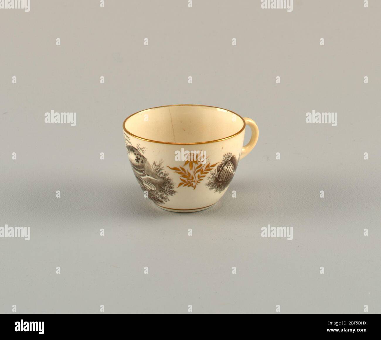 Cup with Seashells. Cup with loop handle. Black transfer print showing ...