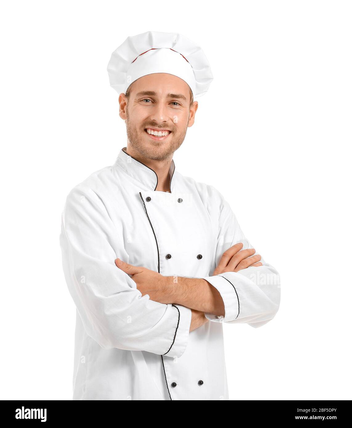 Handsome male chef on white background Stock Photo - Alamy
