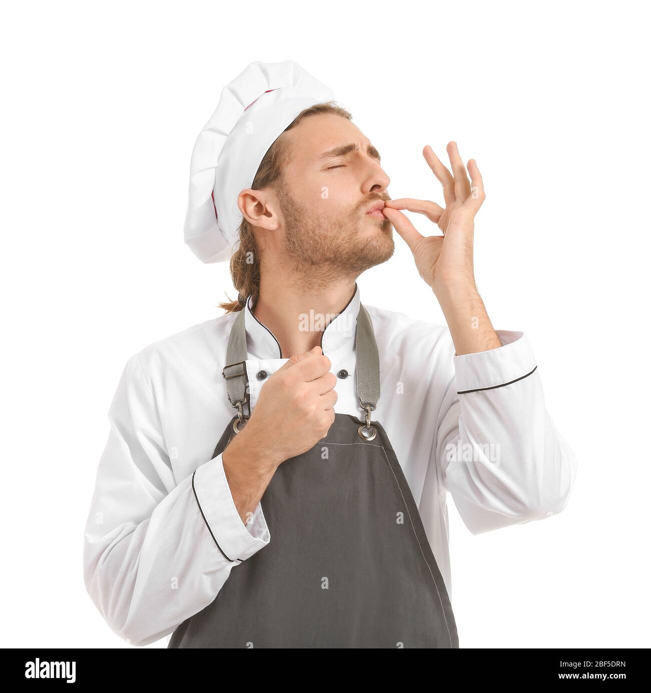 Happy male chef on white background Stock Photo - Alamy