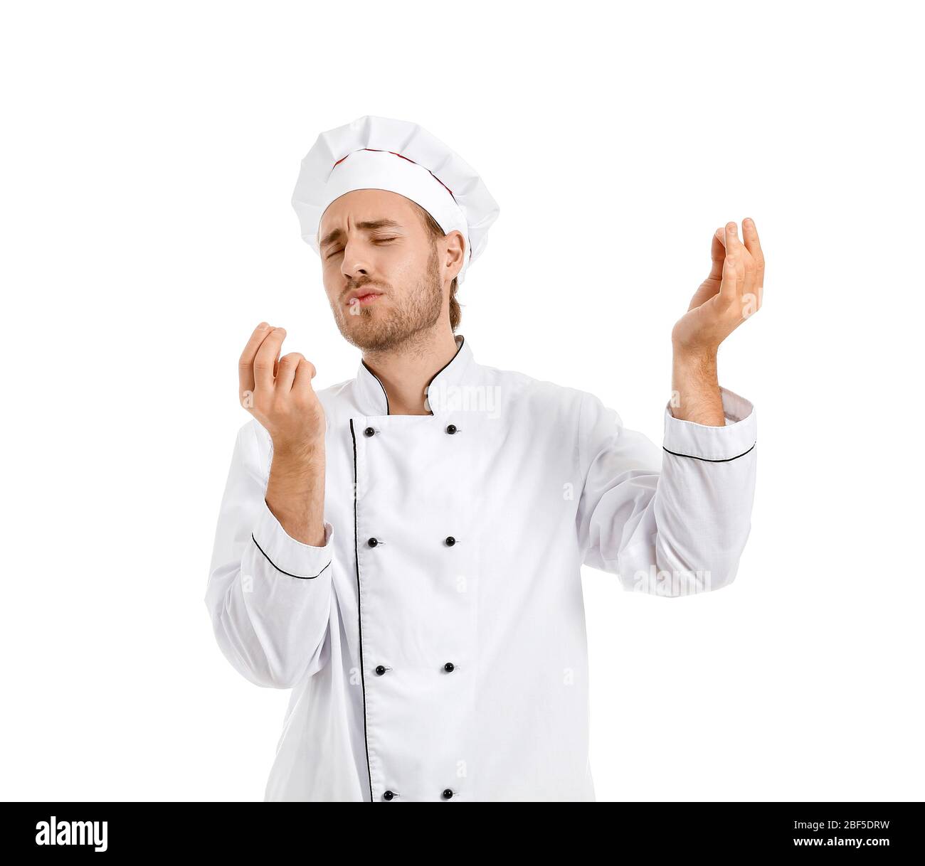 Happy male chef on white background Stock Photo - Alamy