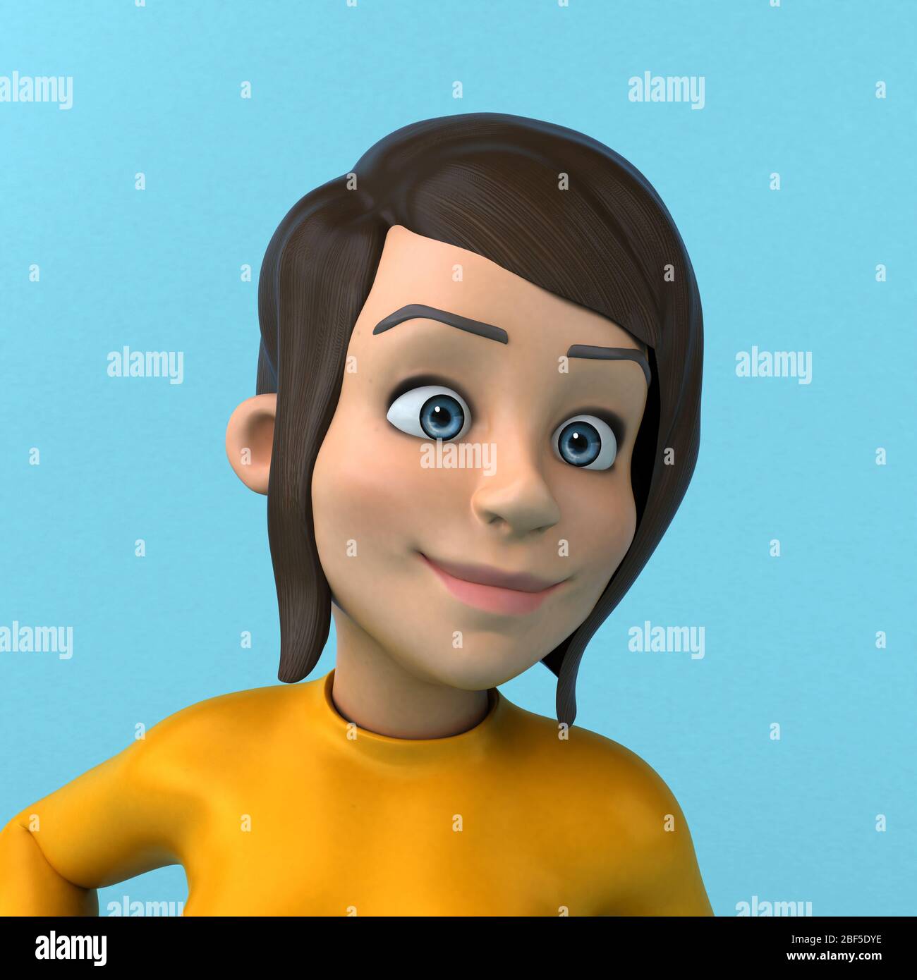 Fun 3D cartoon yellow girl Stock Photo - Alamy