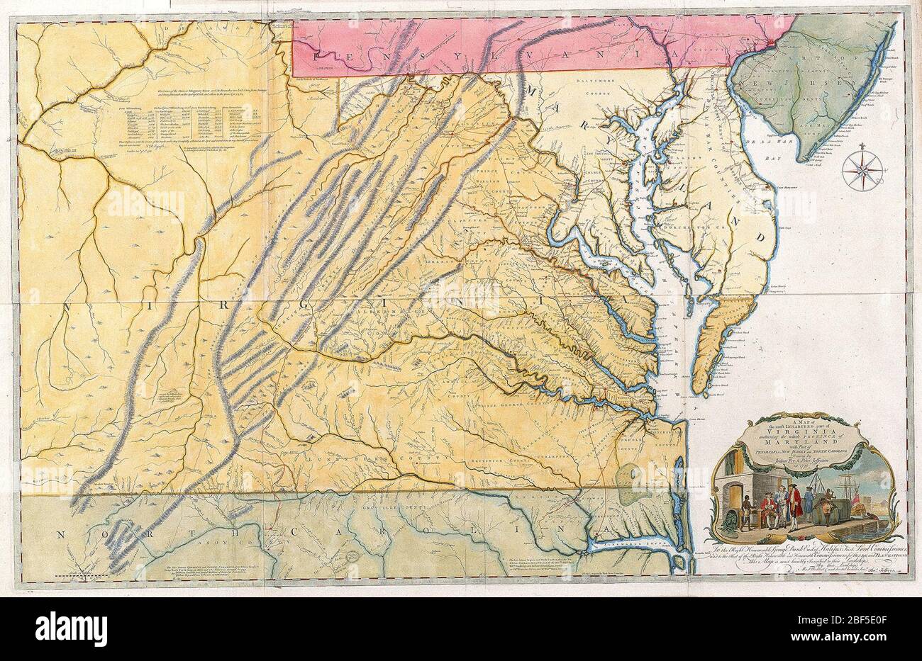 A Map of the Most Inhabited Part of Virginia Stock Photo - Alamy