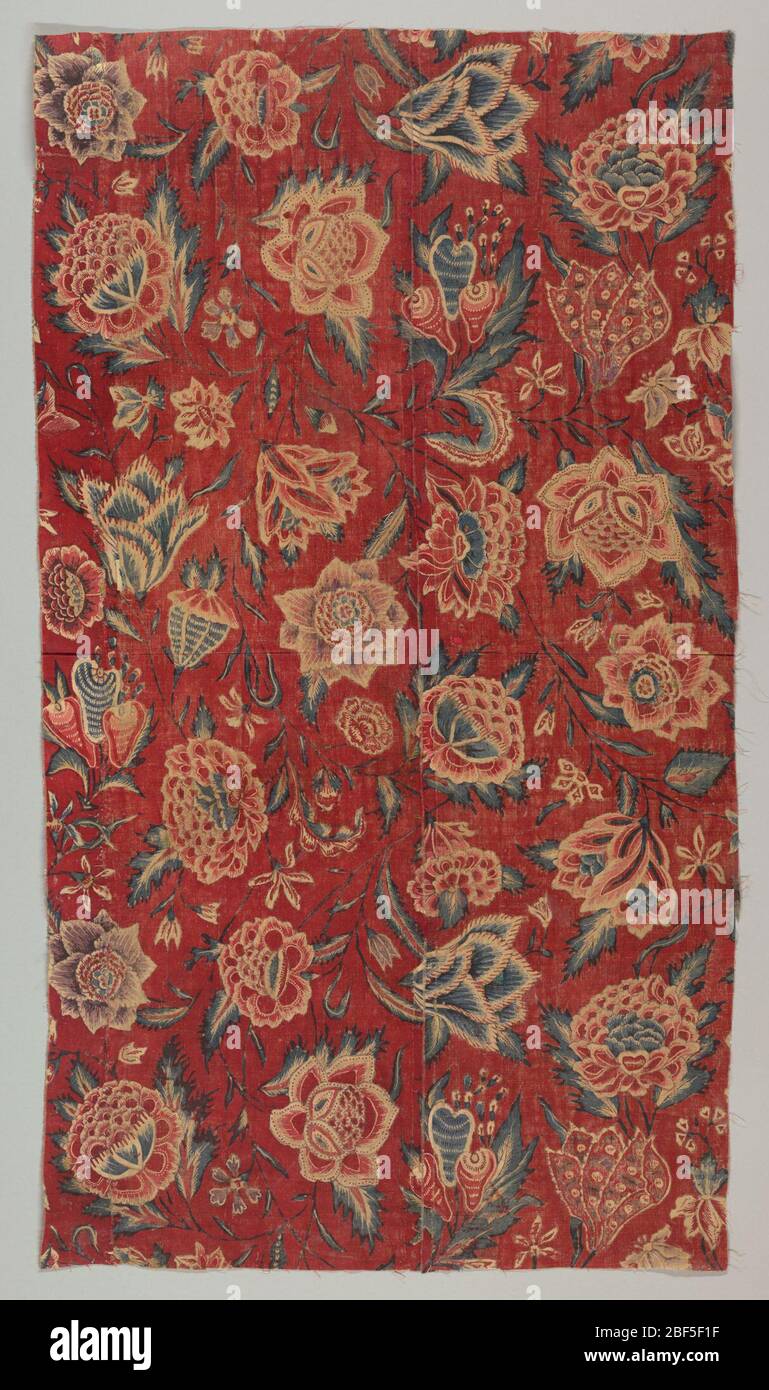 Chintz. Various flowers with trailing stems on a red ground Stock Photo ...