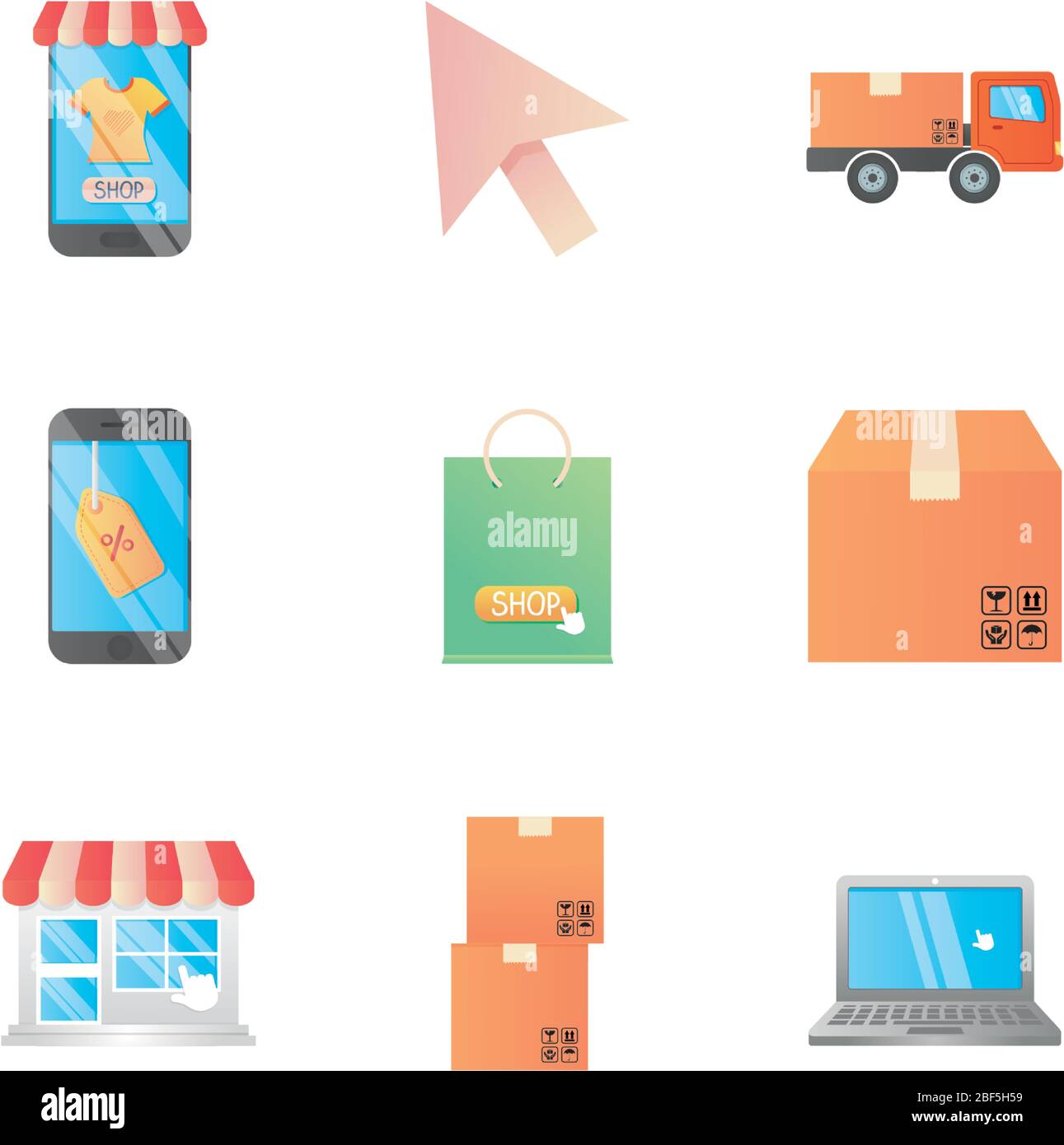technology devices and shopping online icon set over white background ...