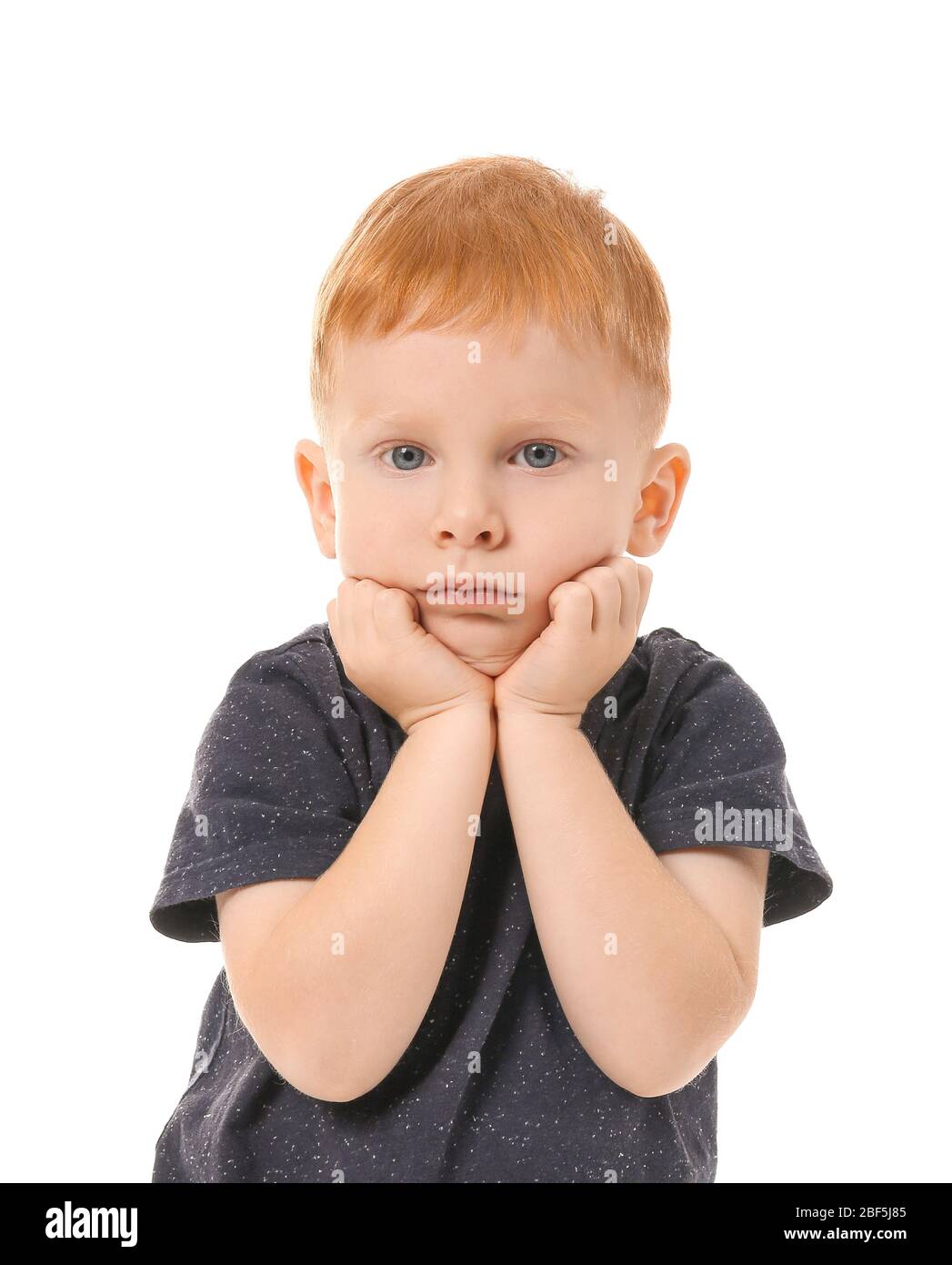Cute little boy on white background Stock Photo - Alamy