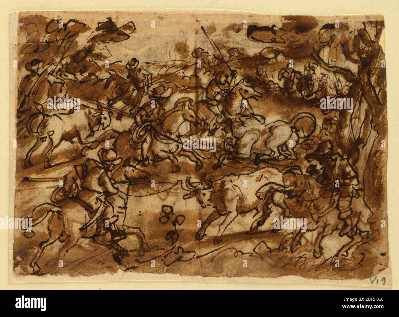 Recto Bull hunt with Lassos Verso above Bear hunt by Men in Armor Verso ...