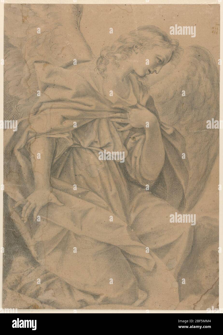 A Kneeling Angel. A kneeling angel faces half right, with left hand ...