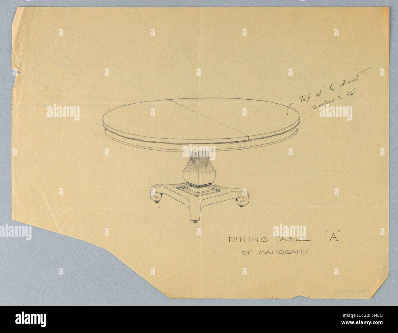 Design for Dining Table A of Mahogany on BalusterLike Support. Round ...