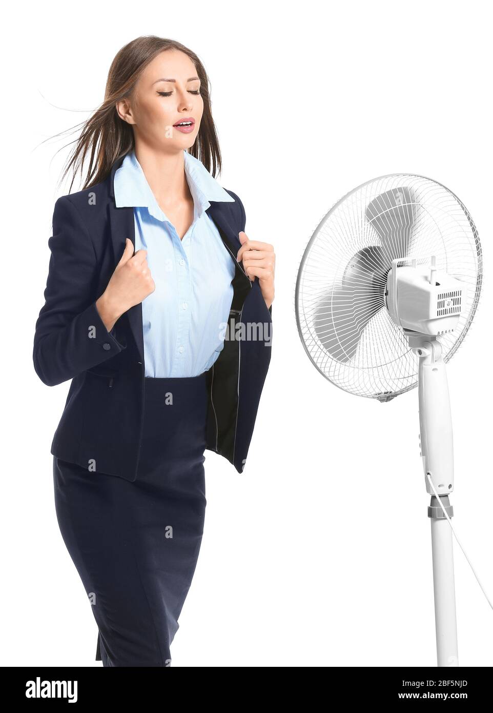 Young woman fan cooling Cut Out Stock Images & Pictures - Alamy