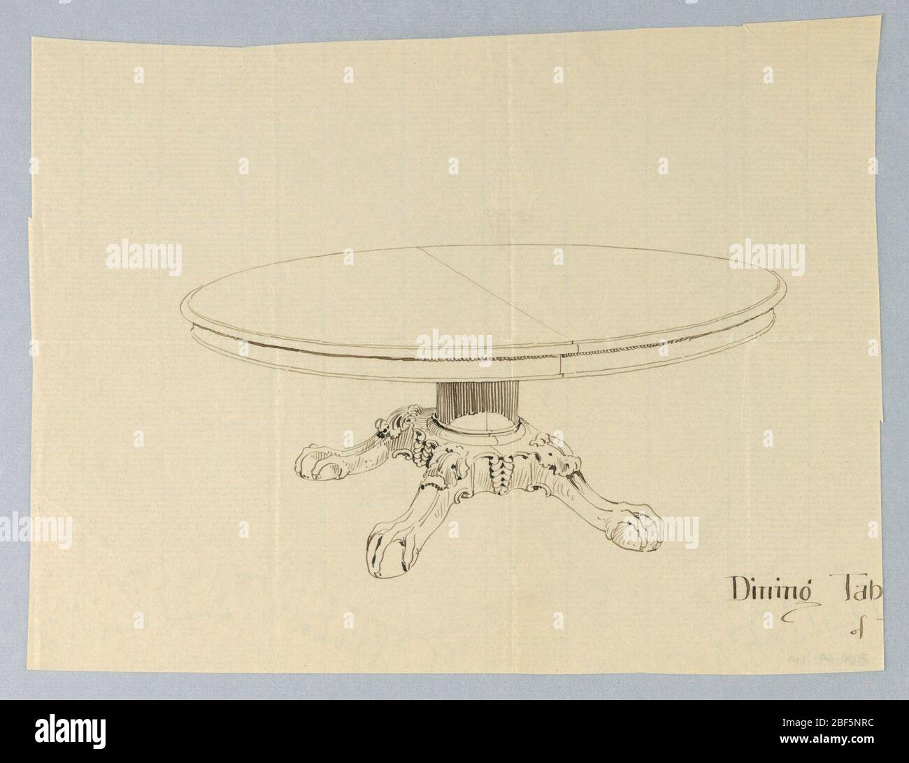 Design for a Dining Table on Carved Base. Round molded and beaded table ...