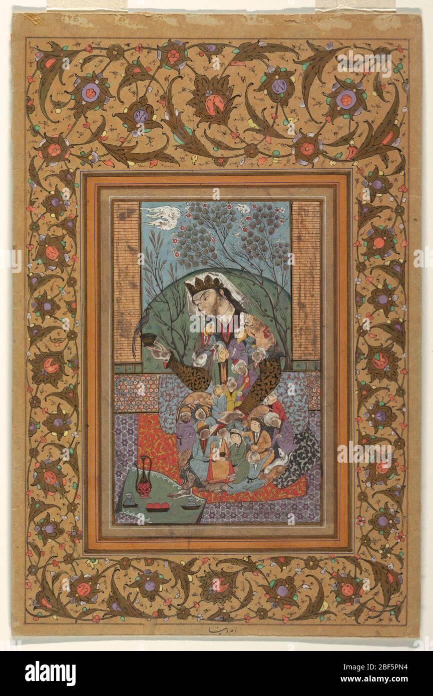 Miniature Seated Figure. A central figure is seated on layers of ...