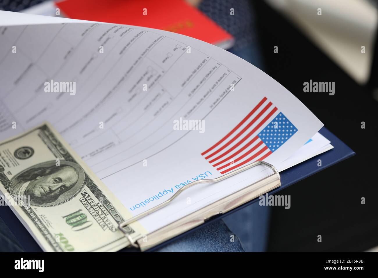 Package documents for obtaining US visa and dollar Stock Photo - Alamy