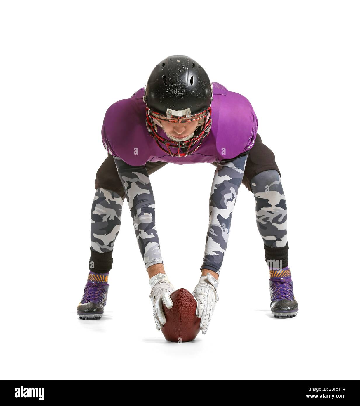 American football player on white background Stock Photo - Alamy
