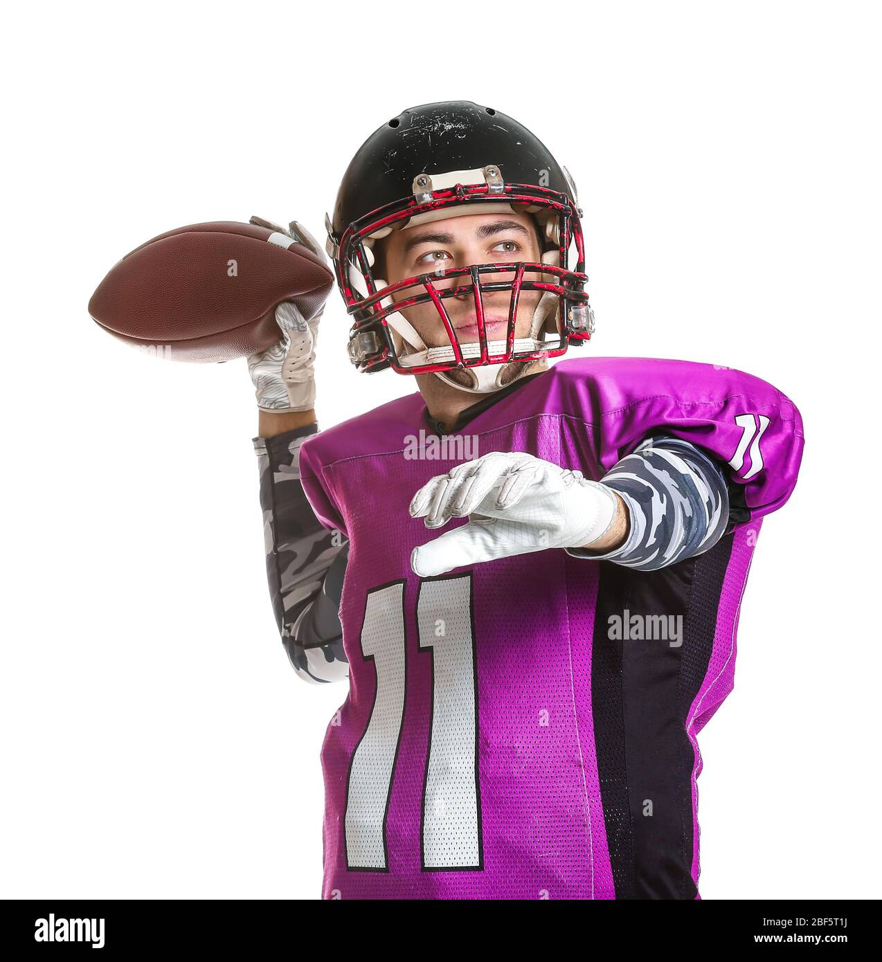 American football player on white background Stock Photo - Alamy