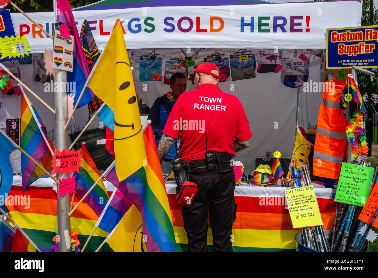 Merchandising stall at the Pride Festival, Eastleigh, England Stock ...