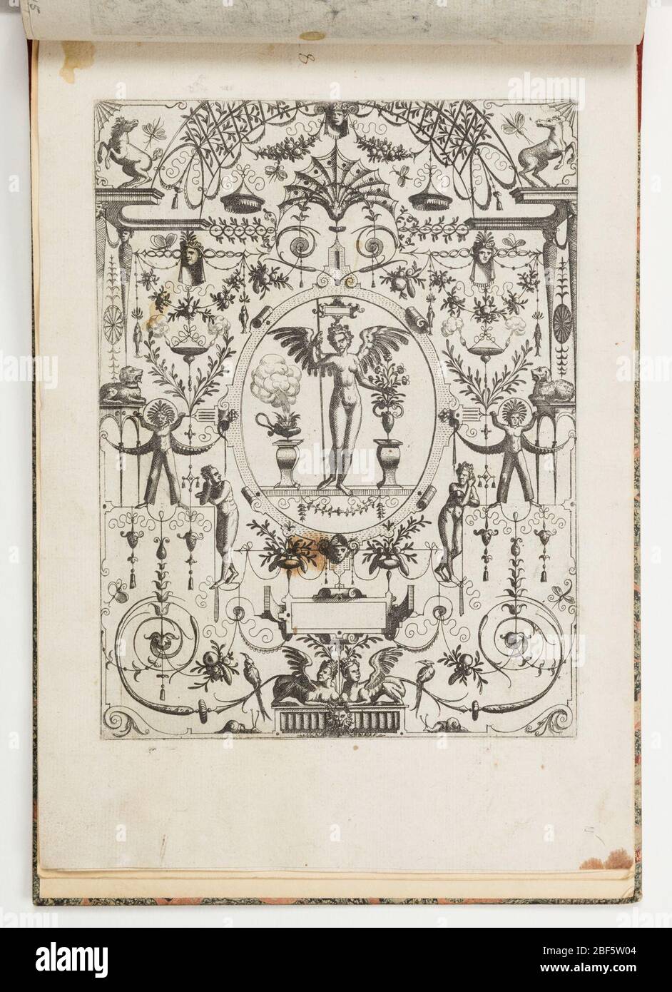 Plate 28 from Grotteco in diverche manieren. Grotesque panel. In center ...