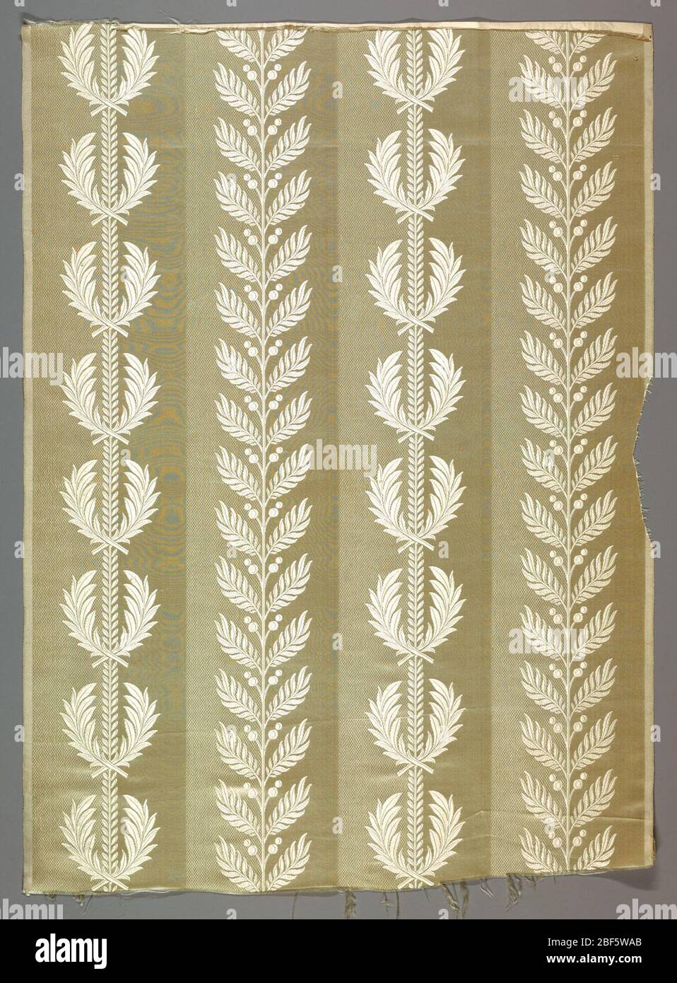 Textile. Pattern of alternating stripes in plain and fancy satin weave ...