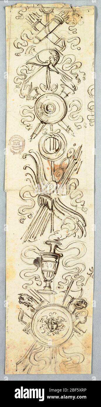 Design for a Trophy. Vertical rectangle showing designs for military ...