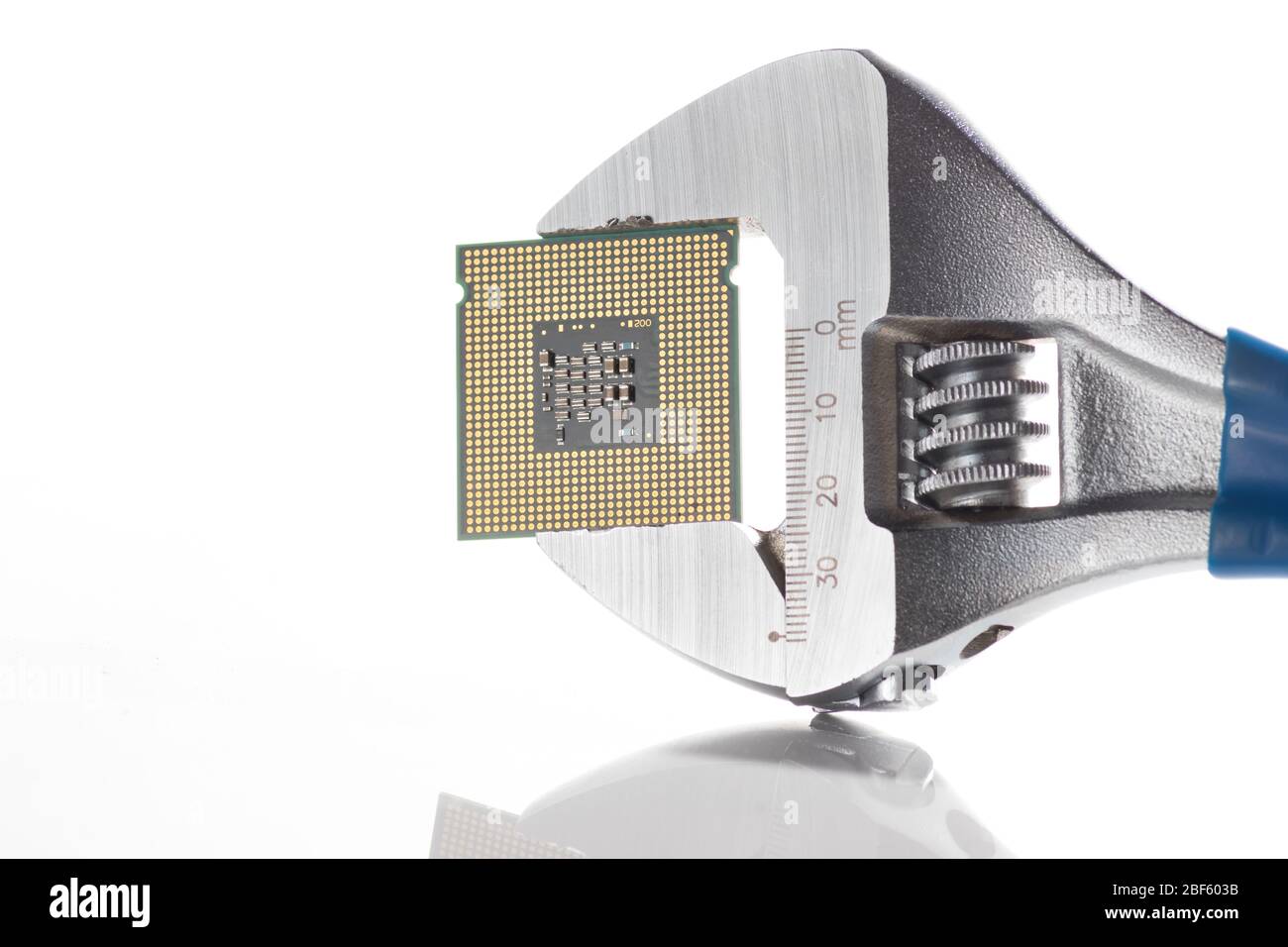 Microprocessor - closeup detail, white background Stock Photo - Alamy