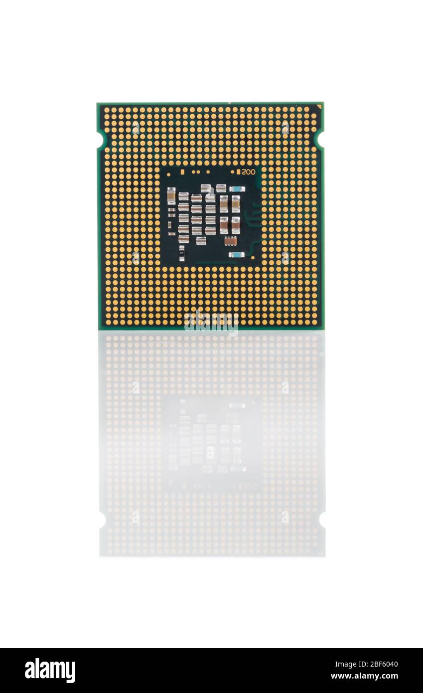 Microprocessor - closeup detail, white background Stock Photo - Alamy